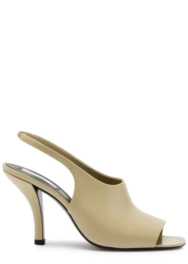 TOTEME 90 Naplack Leather Slingback Sandals - Cream