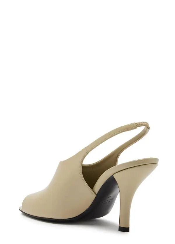 TOTEME 90 Naplack Leather Slingback Sandals - Cream