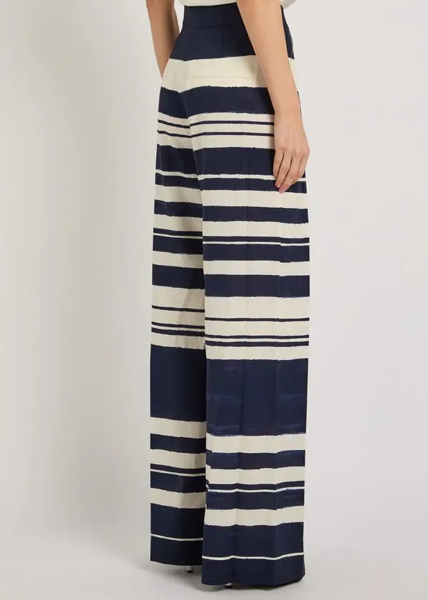 Veronica Beard Heron Striped Wide-leg Trousers - Navy