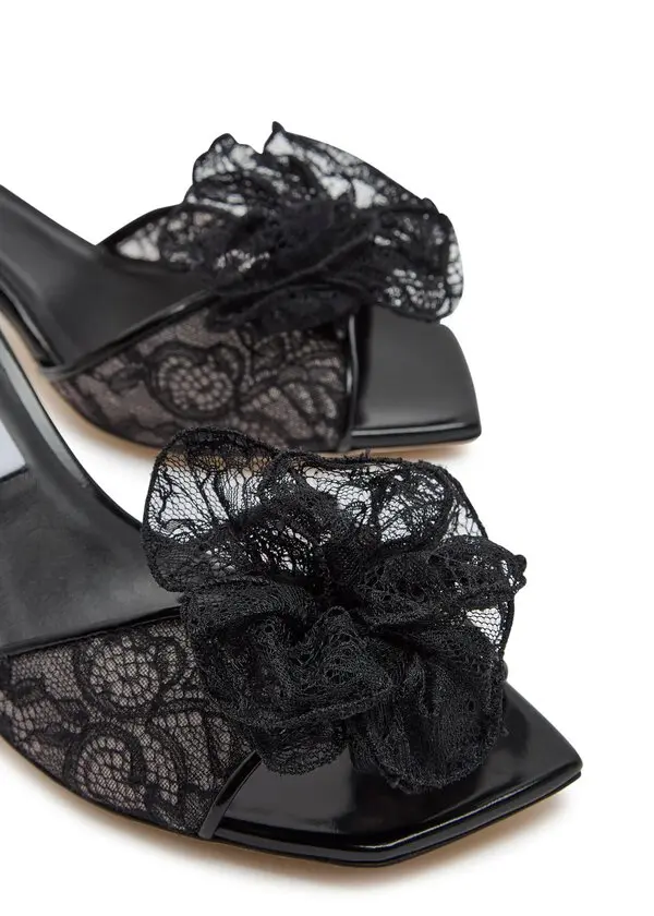 JIMMY CHOO Skye Corsage 70 Floral-appliquéd Lace Mules