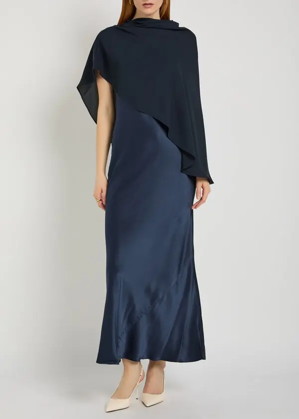 reformation navy silk dress Silk maxi dress