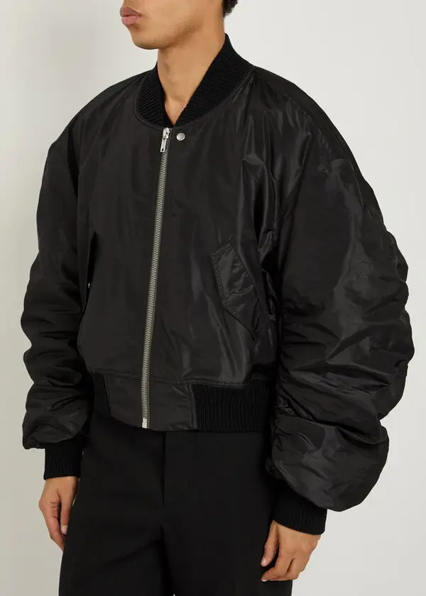 Rick Owens Silk Bomber Jacket - Black