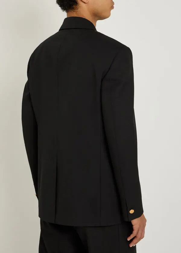 Versace Double-breasted Wool Blazer - Black