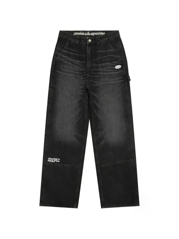 AAPE BY *A BATHING APE Moonface-appliqué Jeans - Grey
