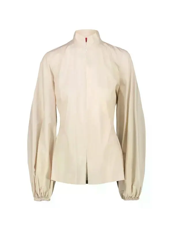 THELATEST Funnel-neck Balloon-sleeve Top - Neutrals