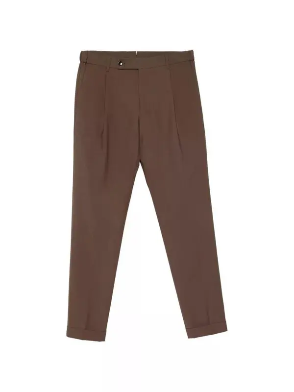 BERWICH Pleated Straight Leg Trousers - Brown