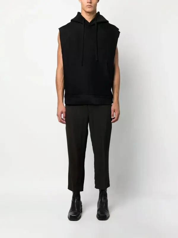 THOM KROM Sleeveless Ribbed-knit Hoodie