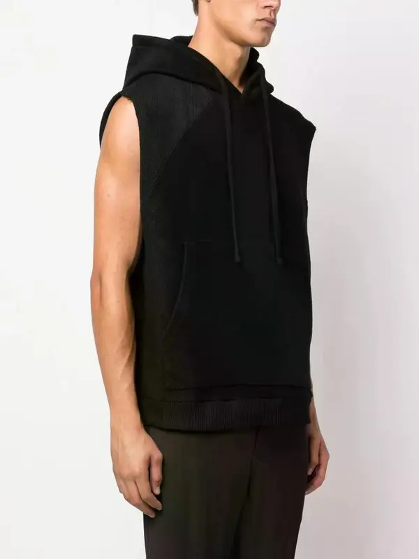 THOM KROM Sleeveless Ribbed-knit Hoodie