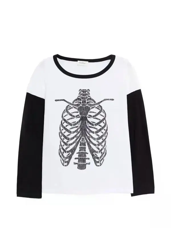 SECOND / LAYER Long-sleeved Skeleton-print T-shirt