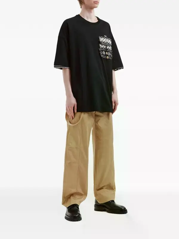 MUSIUM DIV. Patterned Pocket Cotton T-shirt - Black