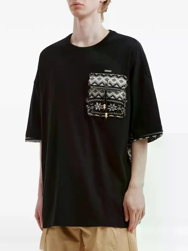 MUSIUM DIV. Patterned Pocket Cotton T-shirt - Black