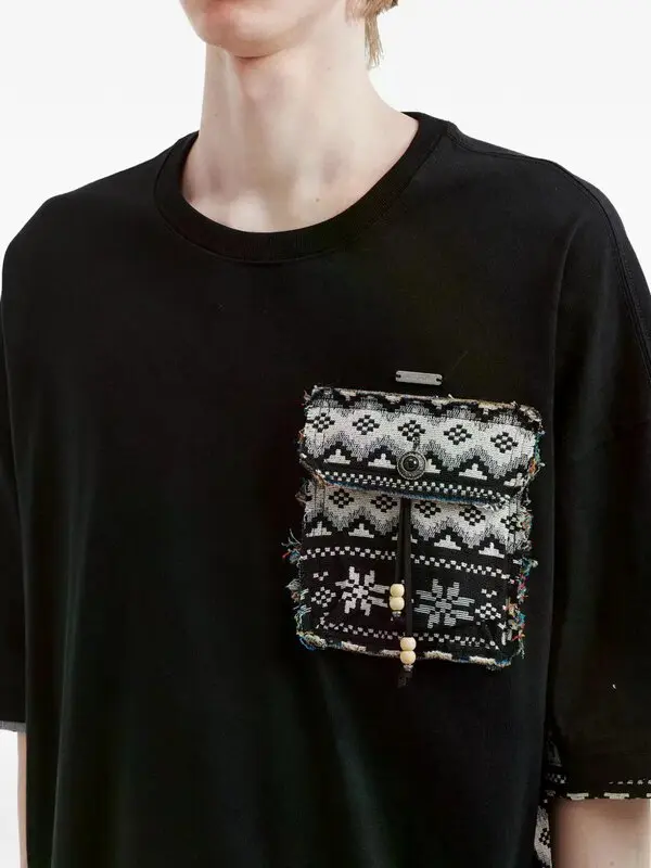 MUSIUM DIV. Patterned Pocket Cotton T-shirt - Black