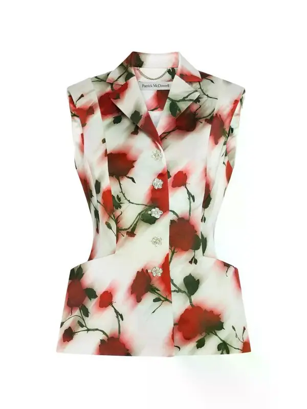 PATRICK MCDOWELL Embellished-buttons Floral Waistcoat - White