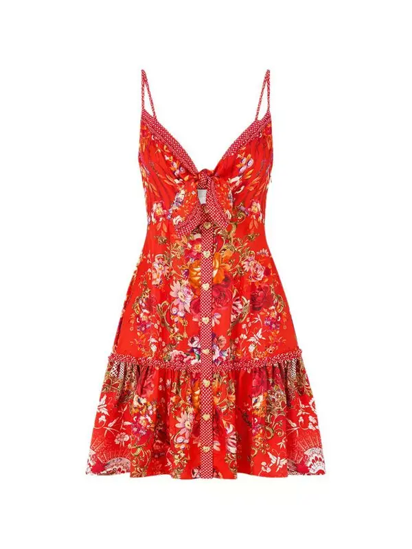 Camilla Tie-front Ruffle Mini Dress