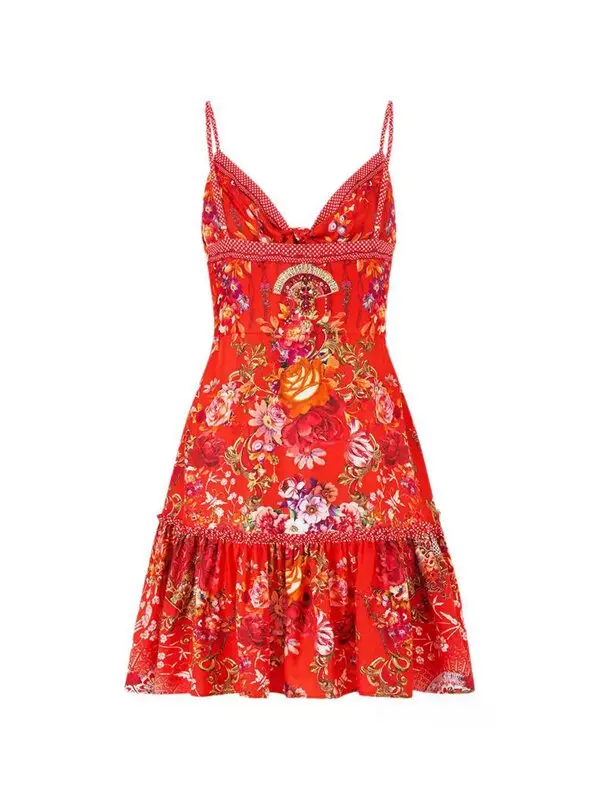 Camilla Tie-front Ruffle Mini Dress