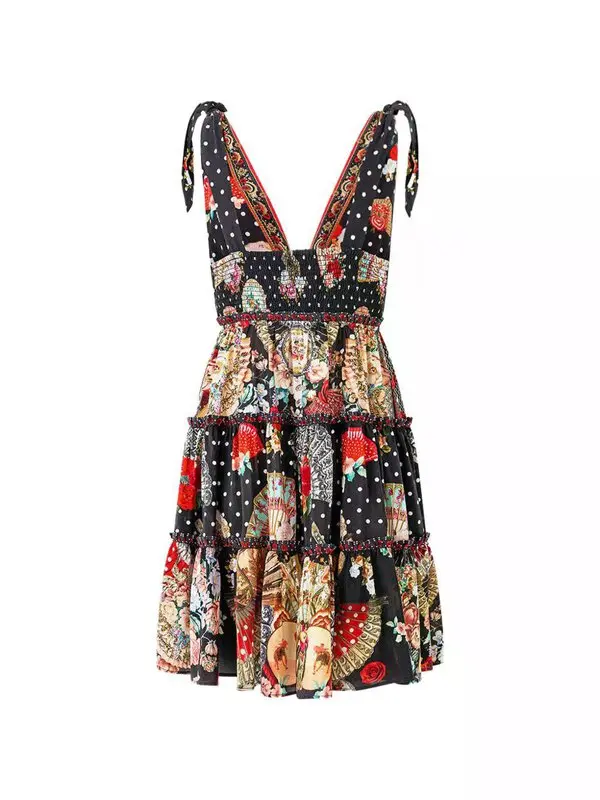 Camilla Tiered Shoulder-tie Mini Dress