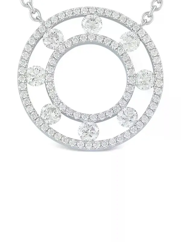 LB EXCLUSIVE 18k White Gold Diamond Embellished Circular Pendant Necklace