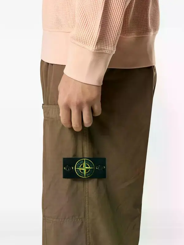 Stone Island Trousers With Compass Badge - Brown