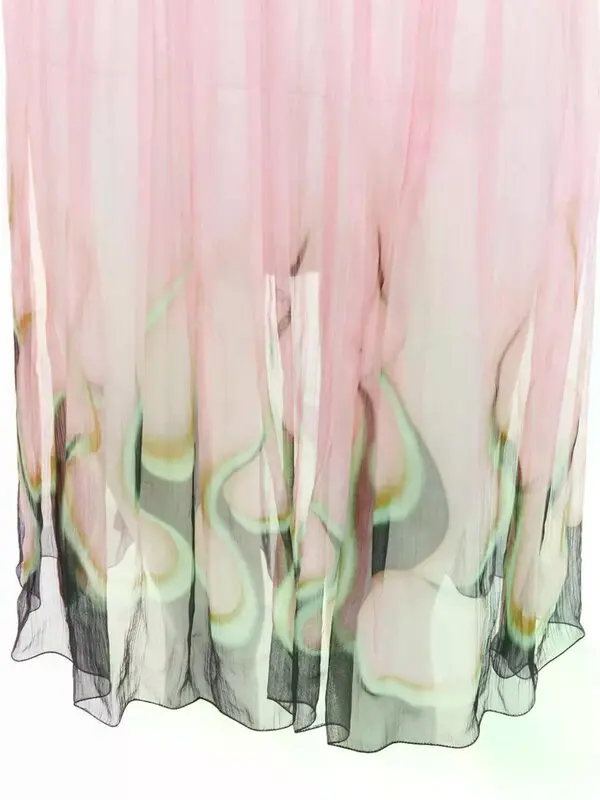 Prada Long-sleeve Silk Dress With Smocked Waist