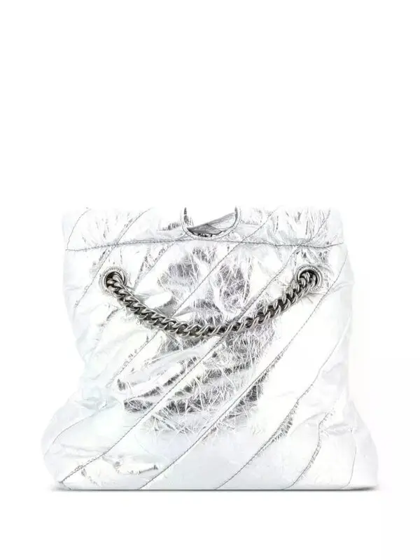 Balenciaga Crush Chain Quilted Crushed Calfskin Small Tote Bag - Silver