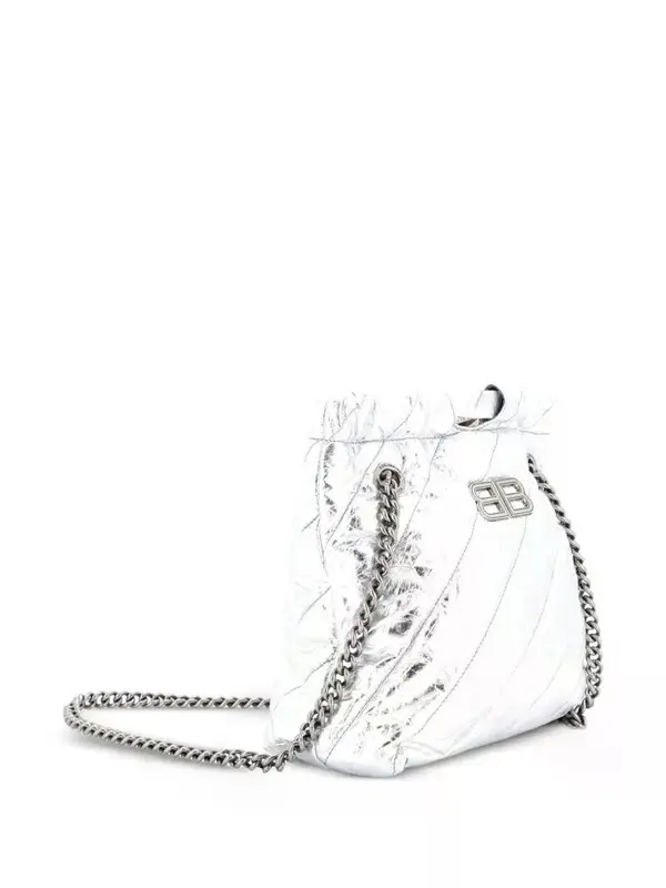 Balenciaga Crush Chain Quilted Crushed Calfskin Small Tote Bag - Silver