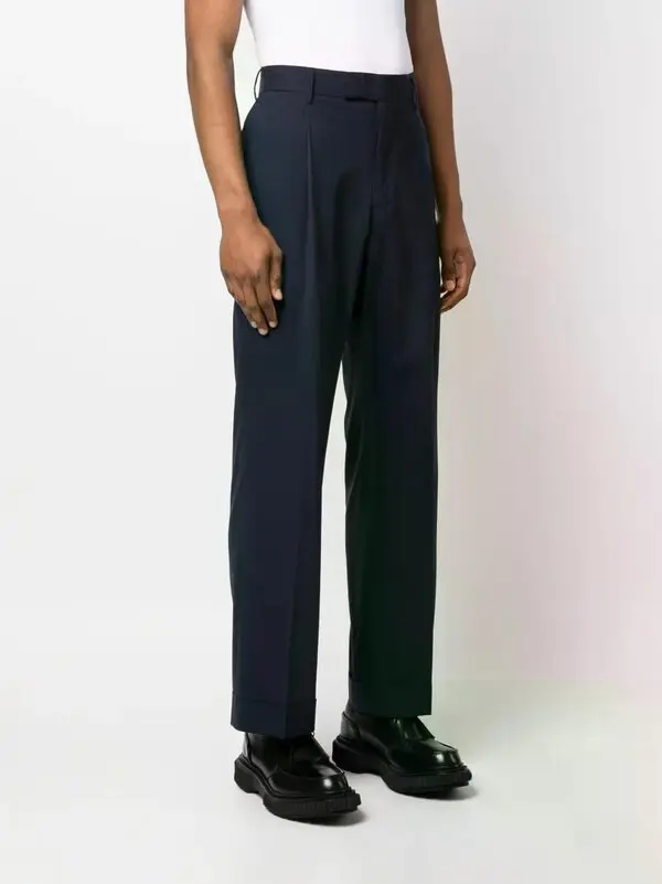 PT TORINO Straight-leg Wool Tailored Trousers - Blue