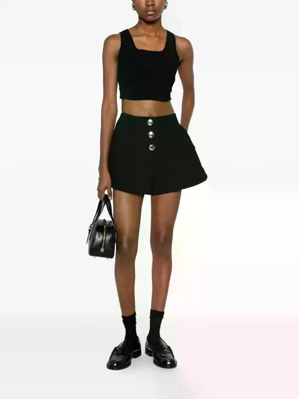 Sandro Cropped Decorative Knit Top - Black