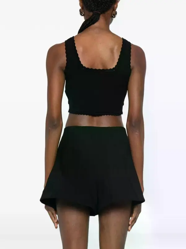 Sandro Cropped Decorative Knit Top - Black