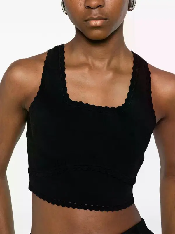 Sandro Cropped Decorative Knit Top - Black