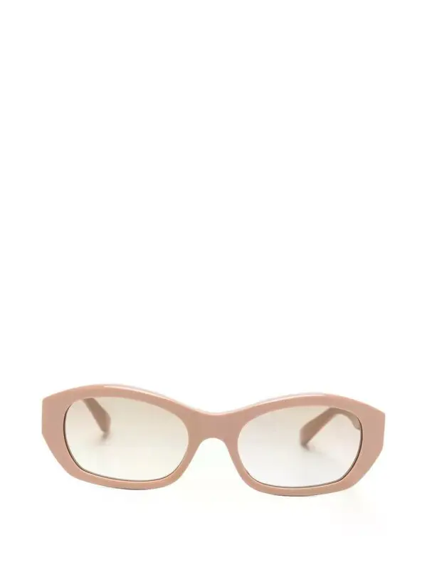 Balenciaga Logo Oval-frame Sunglasses - Neutrals