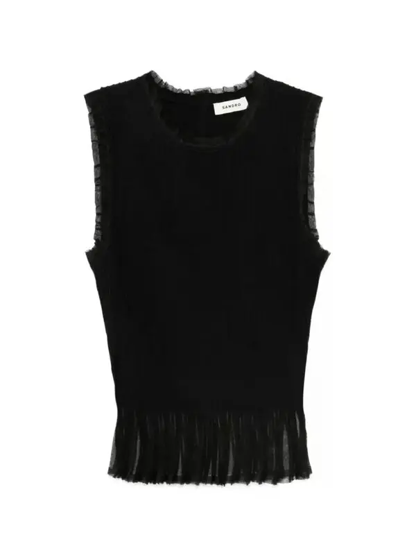 Sandro Ottoman Knit Ruffle Top