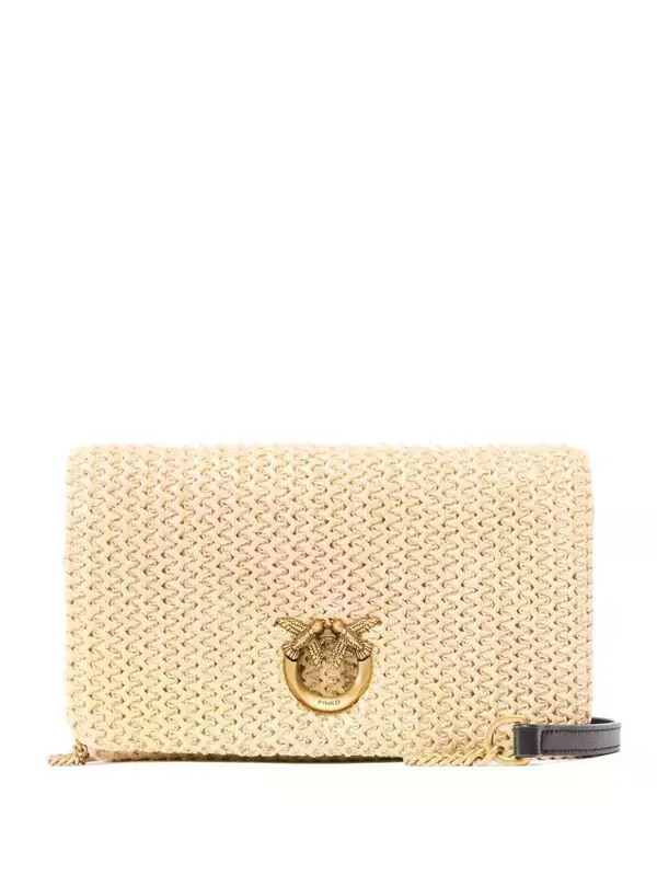 Pinko Raffia Bird-appliqué Shoulder Bag