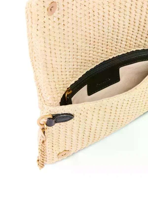 Pinko Raffia Bird-appliqué Shoulder Bag