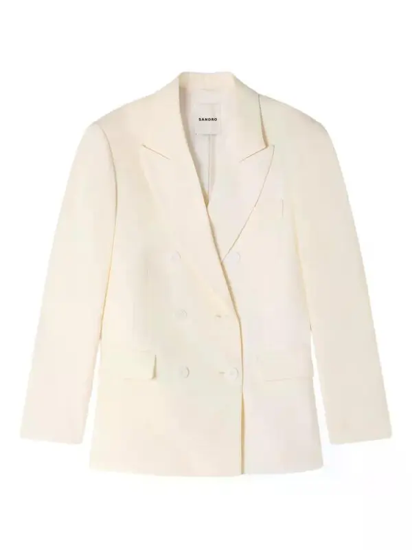 Sandro Double-breasted Fitted Blazer - Neutrals