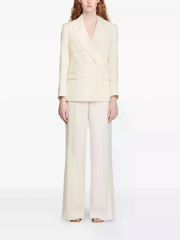 Sandro Double-breasted Fitted Blazer - Neutrals