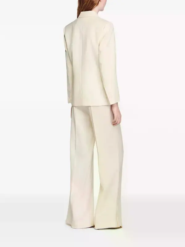 Sandro Double-breasted Fitted Blazer - Neutrals