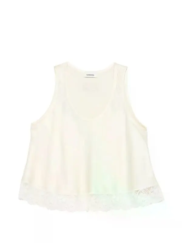 Sandro Sleeveless Lace-trimmed Satin Top - Yellow