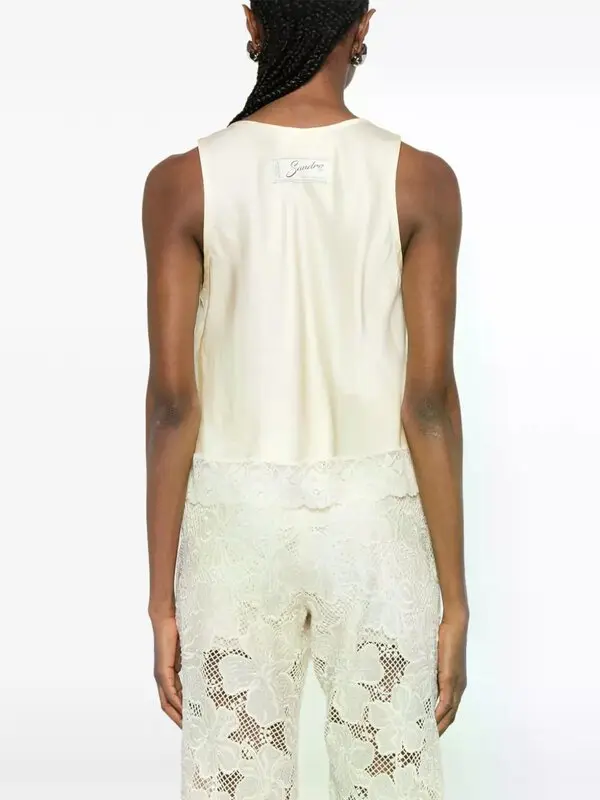 Sandro Sleeveless Lace-trimmed Satin Top