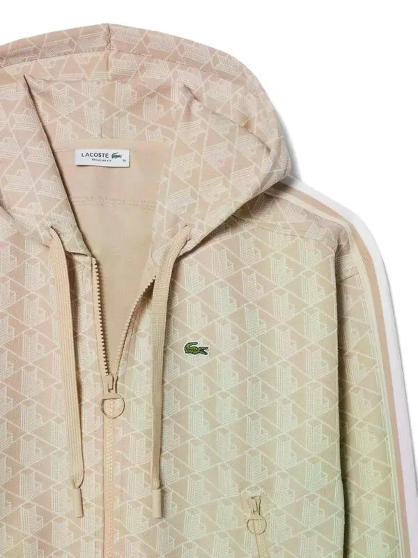 Lacoste Geometric Monogram Zip Hoodie - Neutrals