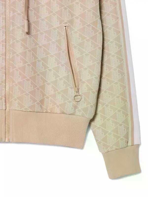 Lacoste Geometric Monogram Zip Hoodie - Neutrals
