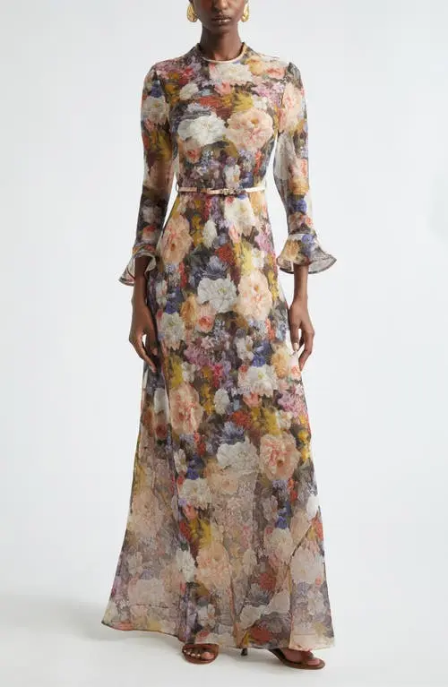 Zimmermann Alchemy Floral Linen & Silk Maxi Dress - Rosette