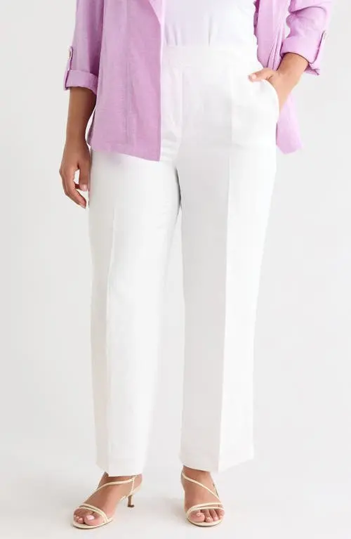 KASPER Audrey Linen-blend Pull-on Trousers - Lily White