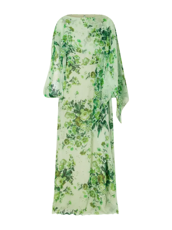 Erdem Floral-print Crêpon Gown - Green