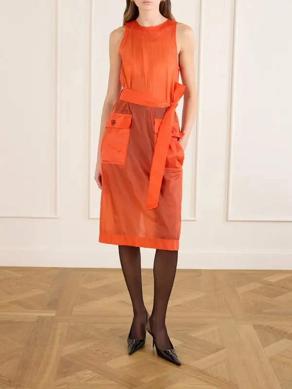 Saint Laurent Buttoned Front Midi Dress - Orange