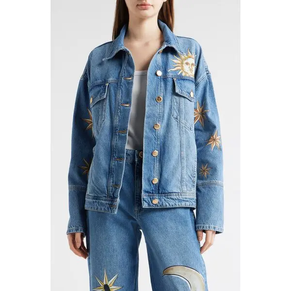 Farm Rio Printed Jacket - Denim