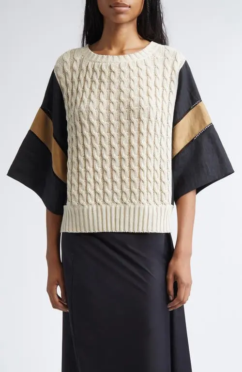 Max Mara Hybrid Linen Cable Sweater - Beige
