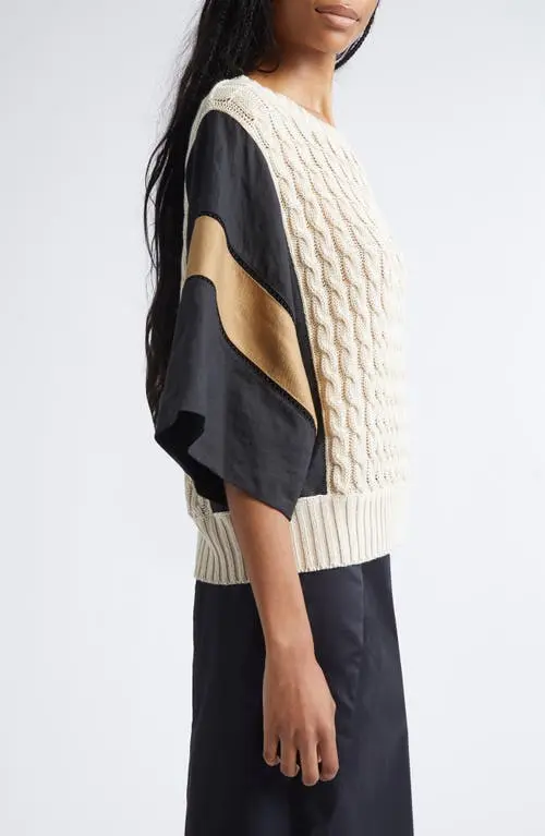 Max Mara Hybrid Linen Cable Sweater - Beige