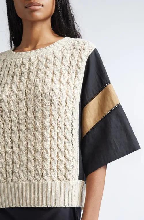 Max Mara Hybrid Linen Cable Sweater - Beige