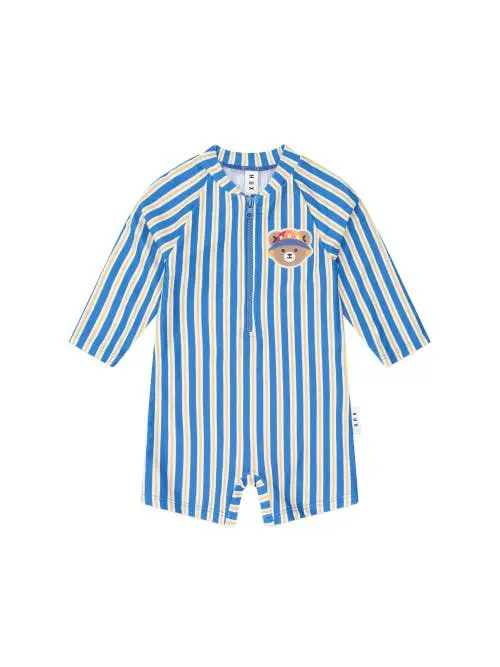 HUXBABY Beach Striped Rashguard - Cobalt/sunburst
