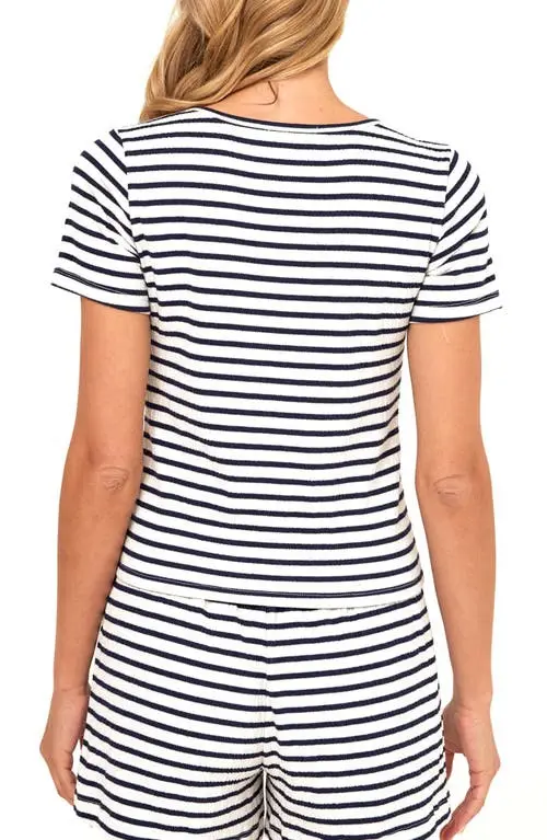 THREADS 4 THOUGHT Stripe Smocked Square Neck Top - Ecru/stargazer